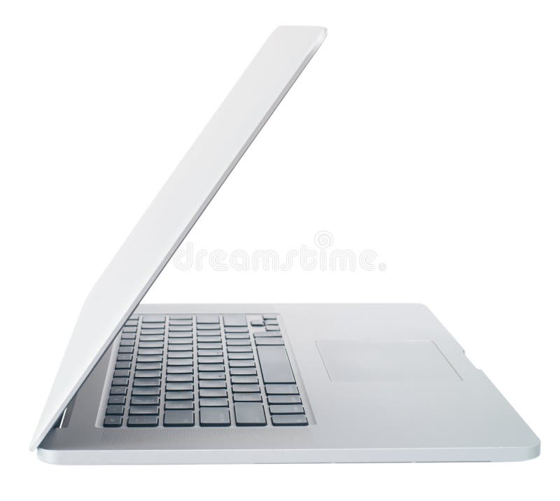 Open Laptop on White Background, Side View Isolate Stock Image - Image ...