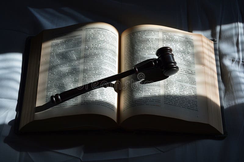 An Open Law Book Casting a Shadow of a Gavel Representing the ...