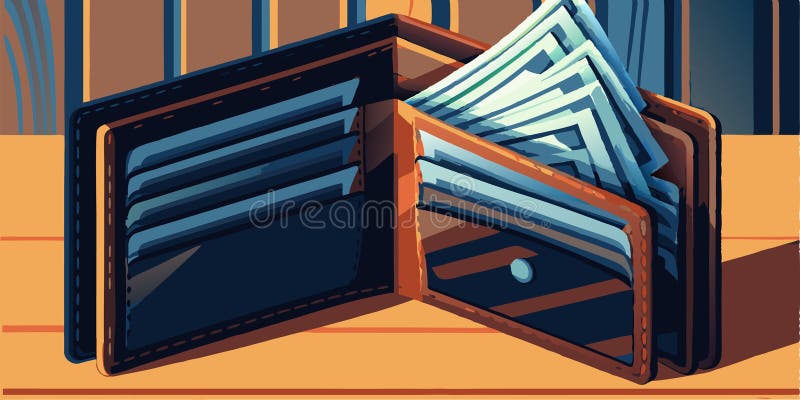 Open Leather Wallet with Dollars. Cartoon Style Stock Vector ...