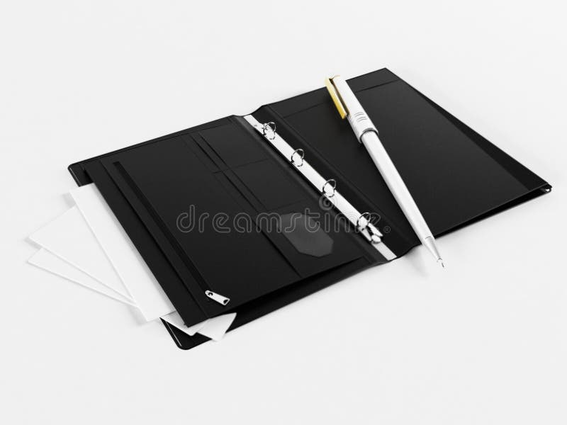 Open Leather Wallet and the Pen Stock Illustration - Illustration of ...