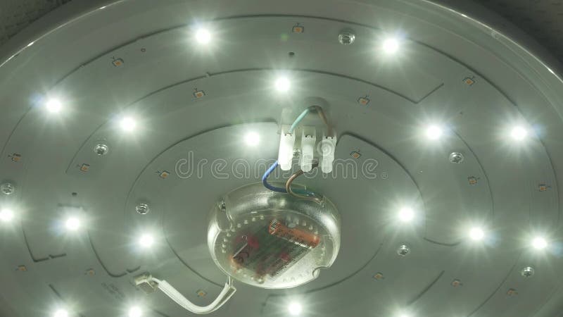 Open LED Ceiling Light with Remote Control on Ceiling Stock Footage ...