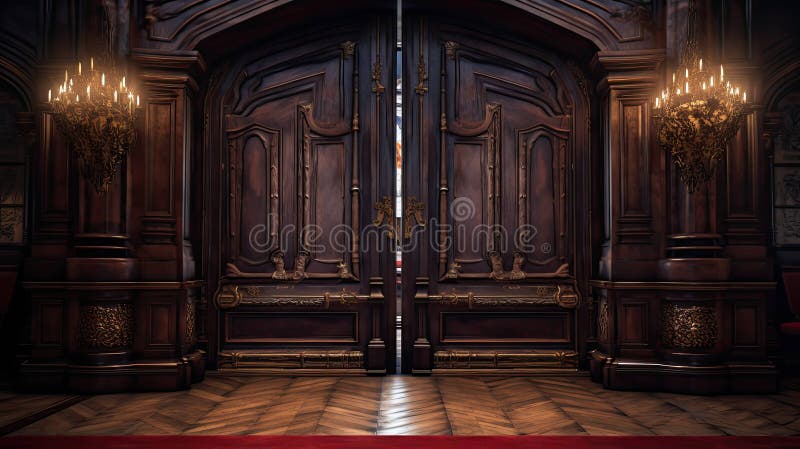 Open library doors stock illustration. Illustration of study - 307644107