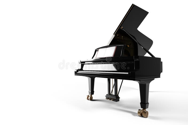 Open Lid Black Grand Piano Angled on White Background Stock Image ...