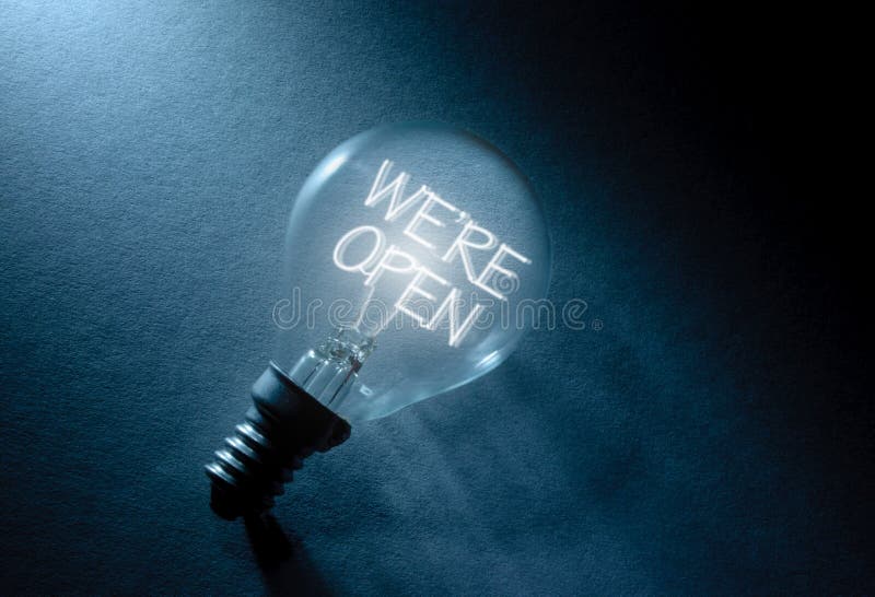 We are Open Light Bulb Sign Stock Image - Image of space, open: 179190077