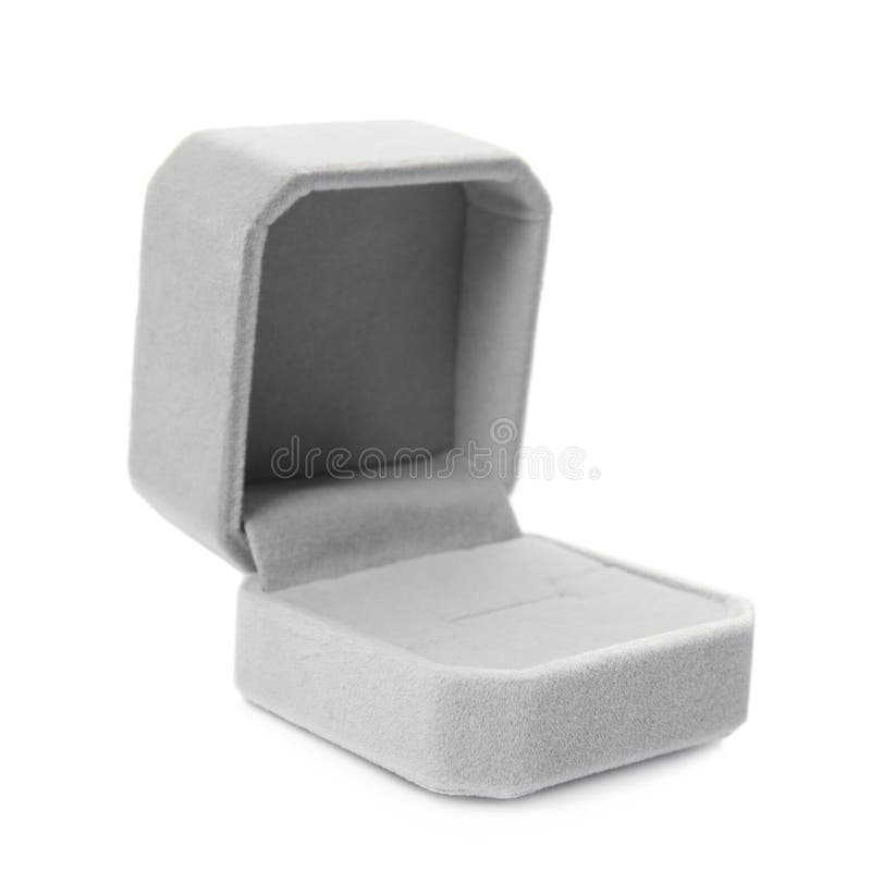 Open Light Grey Ring Box Isolated on White Stock Image - Image of ...