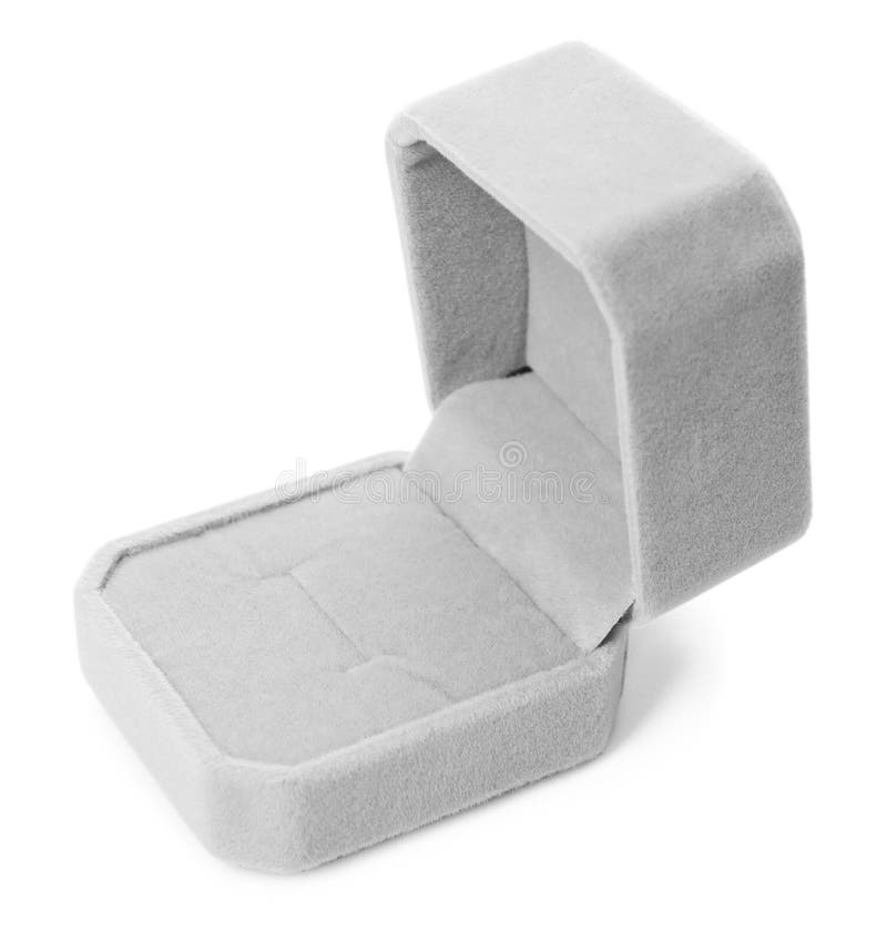Open Light Grey Ring Box Isolated on White Stock Image - Image of ...