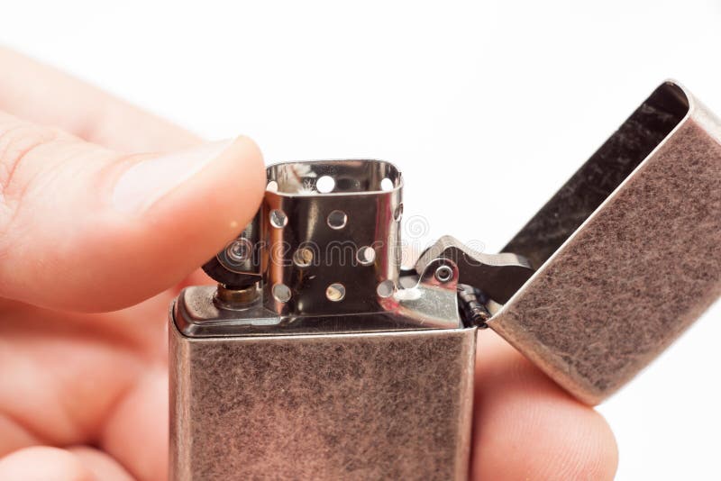 Open lighter in hand. stock image. Image of hold, reflection - 26123957