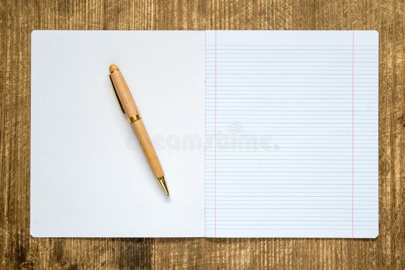 Open Lined Exercise Book with a Pen Stock Photo - Image of memo, space ...