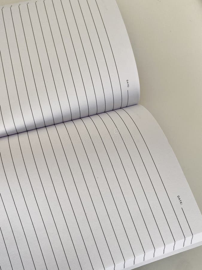 Open Lined Notebook with Space for Date on White Desk. Minimalistic and ...