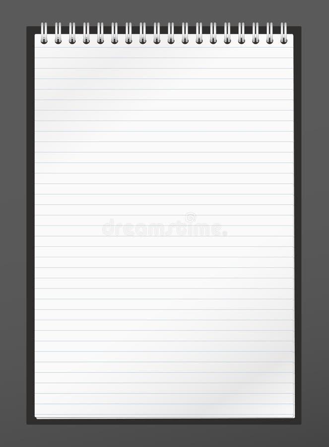 Open Lined Realistic Notepad Notebook With Spiral Is On Gray Background ...