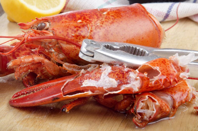 Open Lobster Pincer on Wooden Board Stock Photo - Image of fresh ...