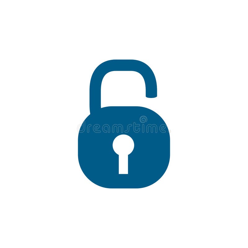Open Lock Blue Icon on White Background. Blue Flat Style Vector ...