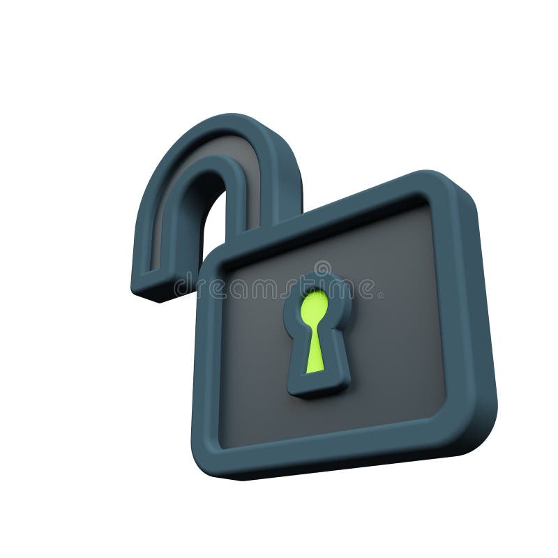Open Lock Bottom View 3d Icons Render Illustration Stock Illustration ...