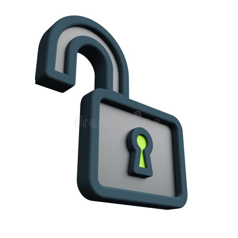 Open Lock Bottom View 3d Icons Render Illustration Stock Illustration ...