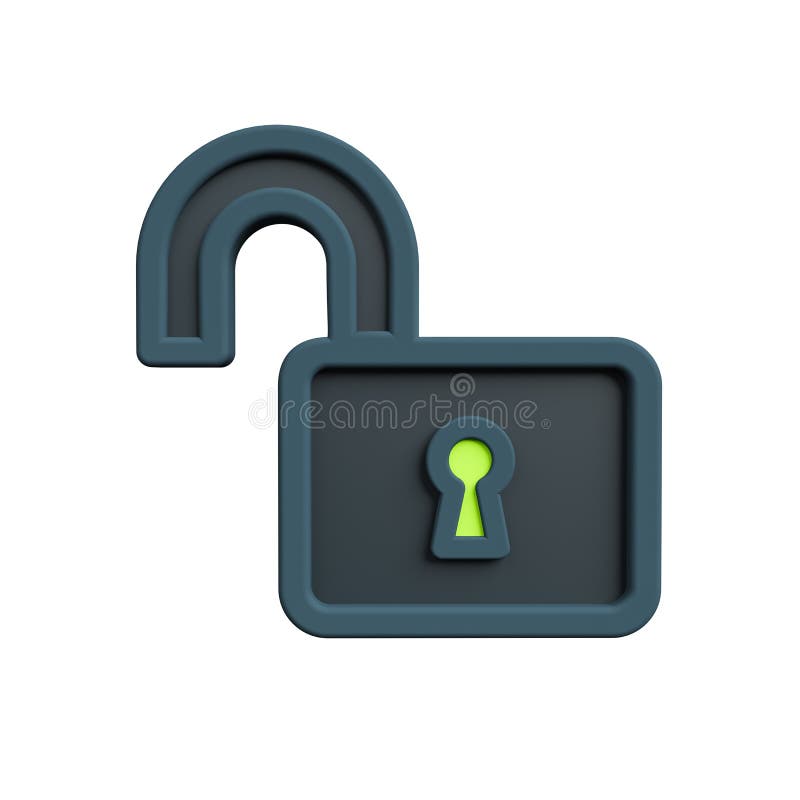 Open Lock Bottom View 3d Icons Render Illustration Stock Illustration ...