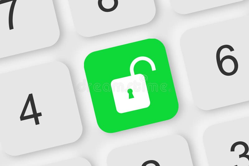 Open Lock Green Button on the Keyboard Stock Illustration ...