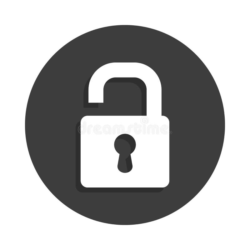 Open Lock Icon in Badge Style with Shadow Stock Illustration ...