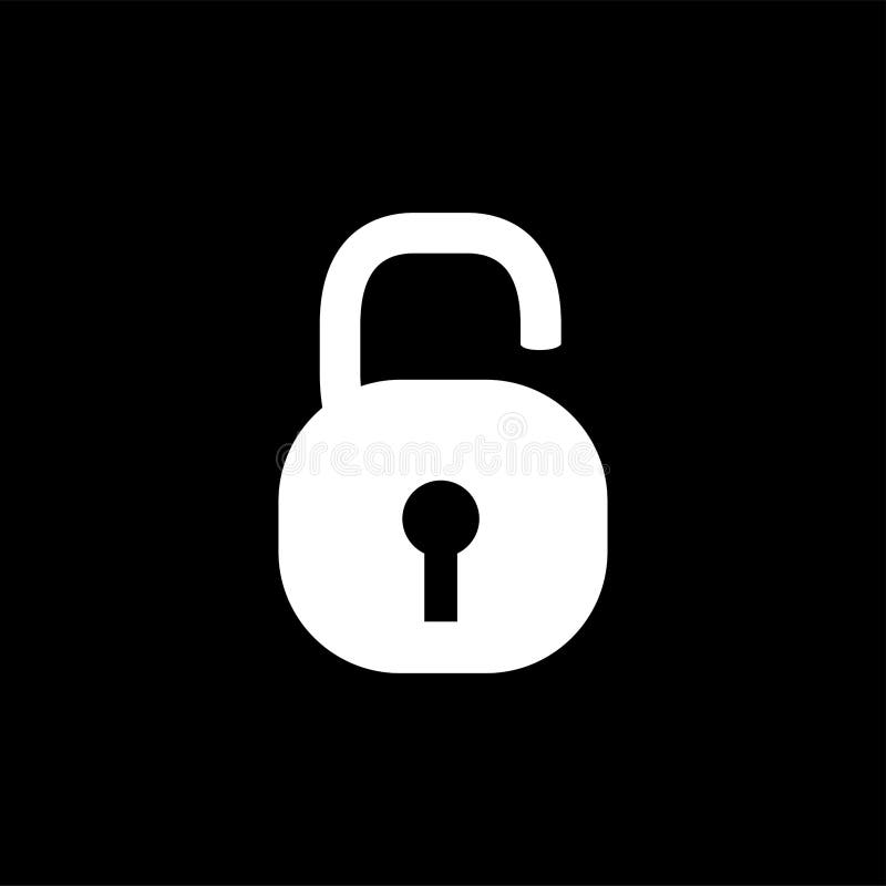 Open Lock Icon on Black Background. Black Flat Style Vector Illu Stock ...