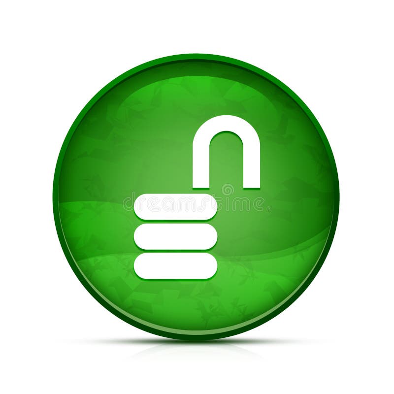 Open Lock Icon on Classy Splash Green Round Button Illustration Stock ...