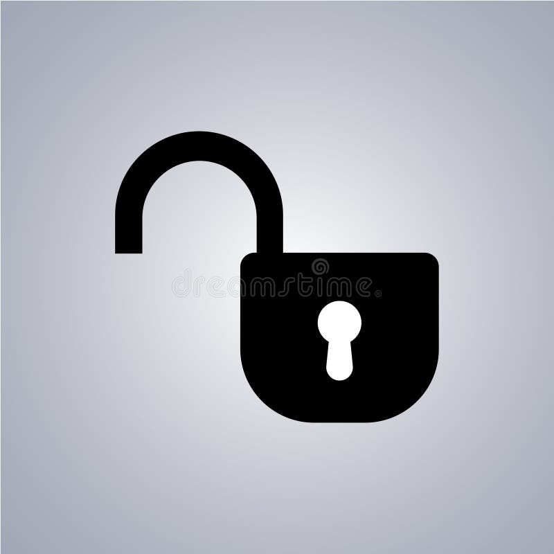 Open and Closed Lock Key Icons on a Grey Background Stock Vector ...