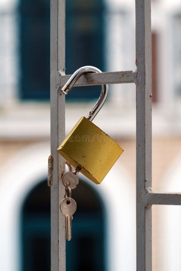 Open Lock with Keys Hanged on the Gate Stock Photo - Image of keys ...