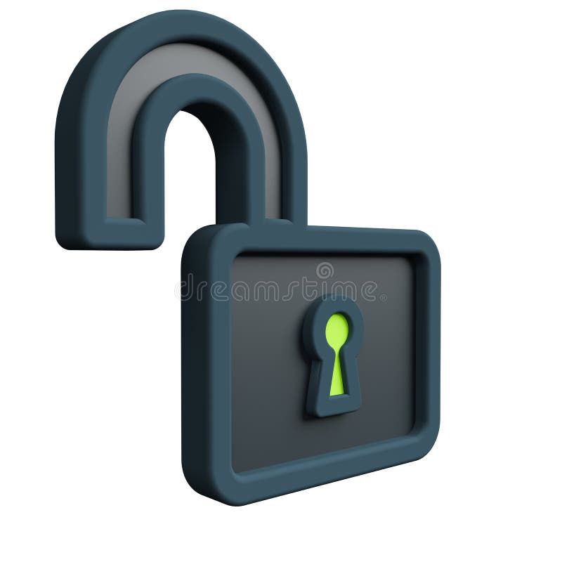 Open Lock Bottom View 3d Icons Render Illustration Stock Illustration ...
