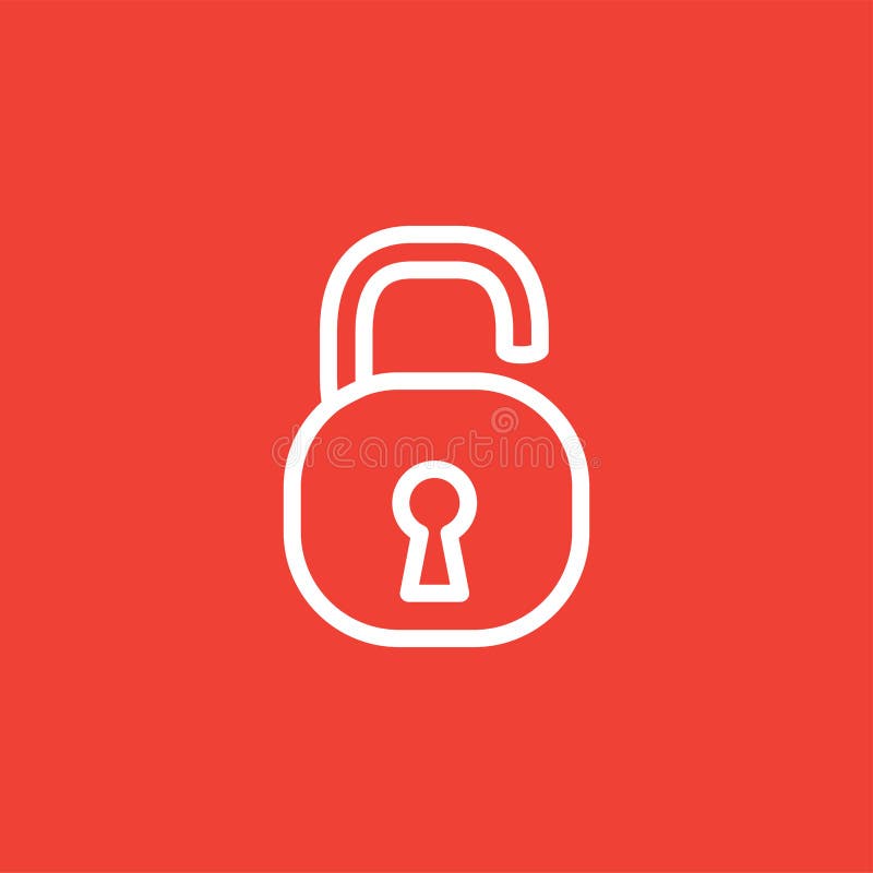 Open Lock Line Icon on Red Background. Red Flat Style Vector ...