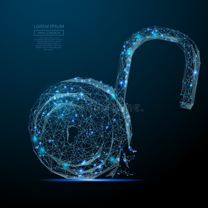 Open lock low poly blue stock vector. Illustration of private - 89365837