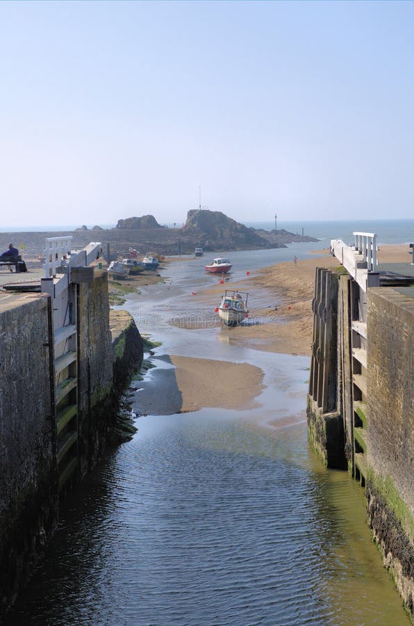 Open lock at low tide stock photo. Image of blue, open - 2406016
