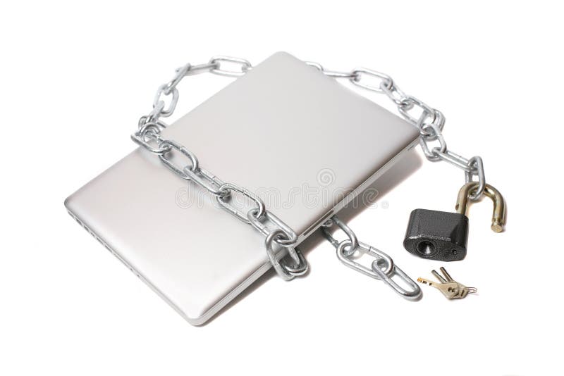 Open Lock Metal Chain and Laptop Stock Image - Image of lock, links ...