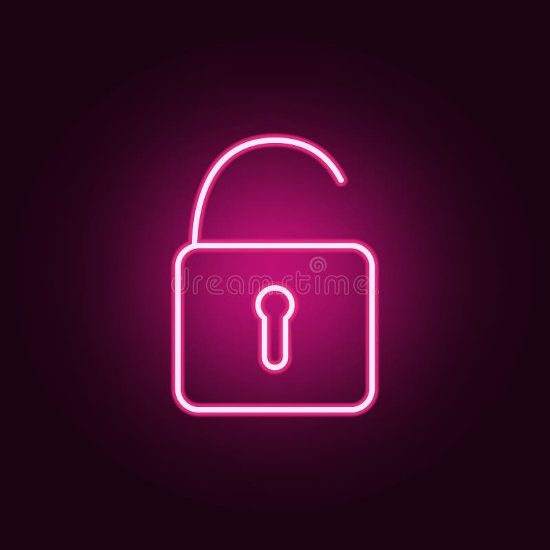Lock Neon Style Icon. Simple Thin Line, Outline Vector of Web Icons for ...