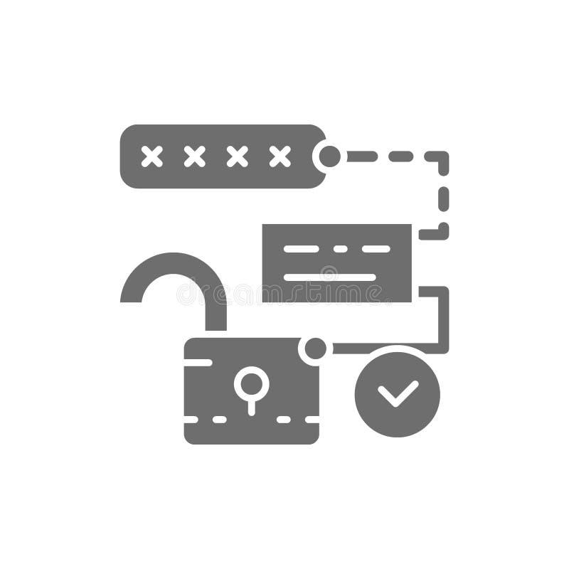 Pin Code, Password and Unlock, Identification Grey Icon. Stock Vector ...