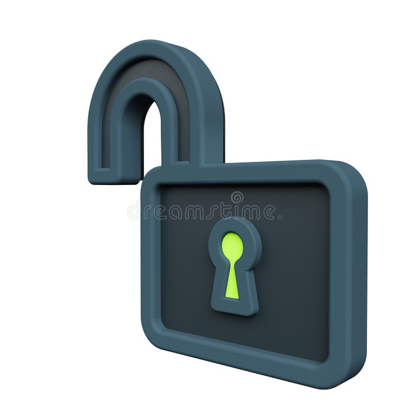 Open Lock Right Side View 3d Icons Render Illustration Stock ...