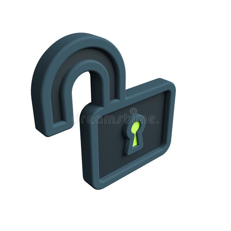 Open Lock Bottom View 3d Icons Render Illustration Stock Illustration ...