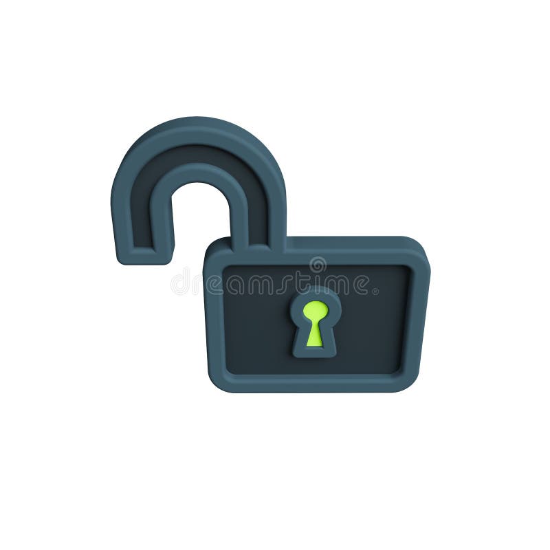 Open Lock Bottom View 3d Icons Render Illustration Stock Illustration ...
