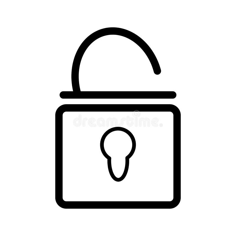 Open Lock Vector Icon. Black and White Lock Illustration. Outline ...