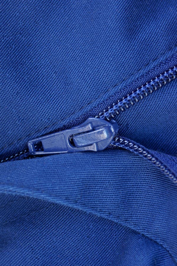 Open Long Metal Zip on Blue Clothes Stock Image - Image of denim ...