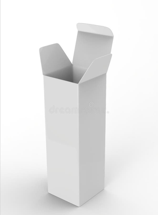 Open Long Rectangular Cardboard Package Box. Front View. Illustration ...