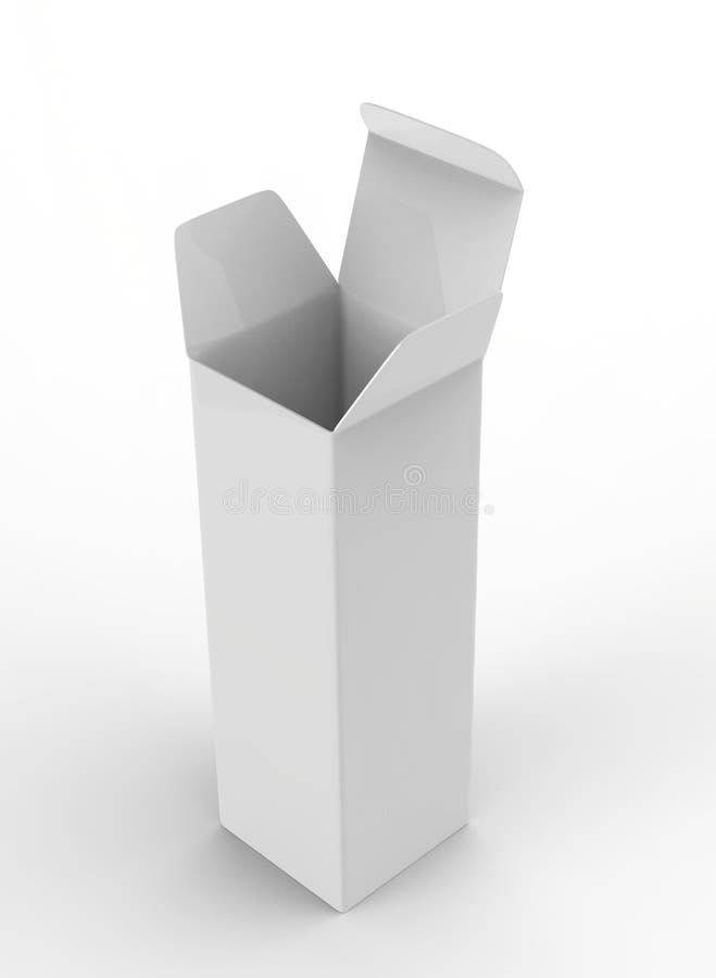Open Long Rectangular Cardboard Package Box. Front View. Illustration ...