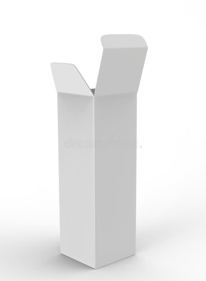 Open Long Rectangular Cardboard Package Box. Front View. Illustration ...