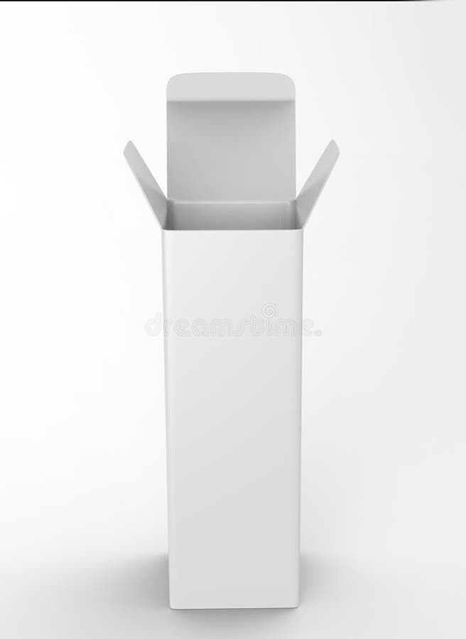 Open Long Rectangular Cardboard Package Box. Front View. Illustration ...