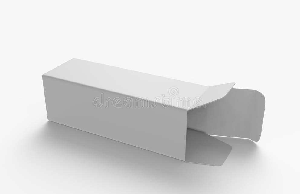 Open Long Rectangular Cardboard Package Box. Front View. Illustration ...