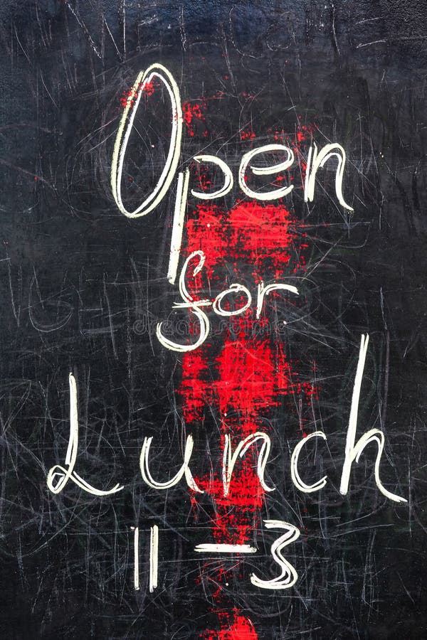 Open for Lunch stock photo. Image of brown, sign, chalk - 26939422