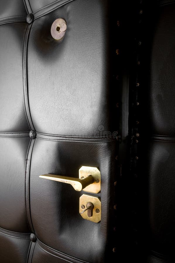 Open Luxury Leather Door in Retro Style Stock Image - Image of ...
