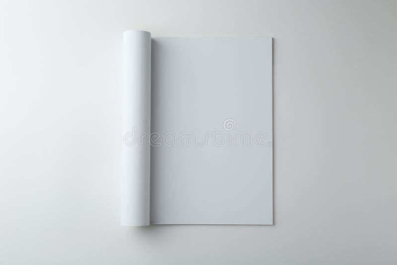 Open Magazine with Blank Page on White Background, Top View. Mockup for ...