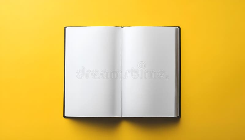 Open Magazine with Blank Page on Yellow Background, Top View. Mockup ...