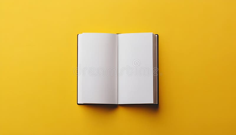 Open Magazine with Blank Page on Yellow Background, Top View. Mockup ...