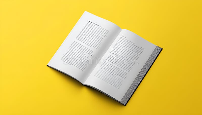 Open Magazine with Blank Page on Yellow Background, Top View. Mockup ...