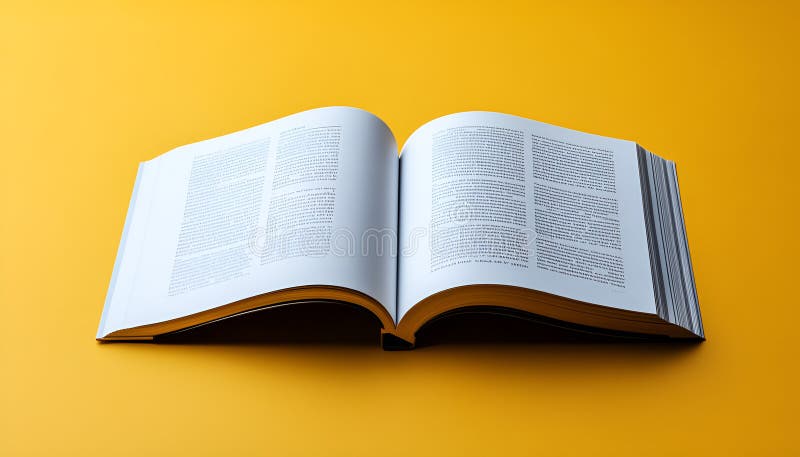 Open Magazine with Blank Page on Yellow Background, Top View. Mockup ...