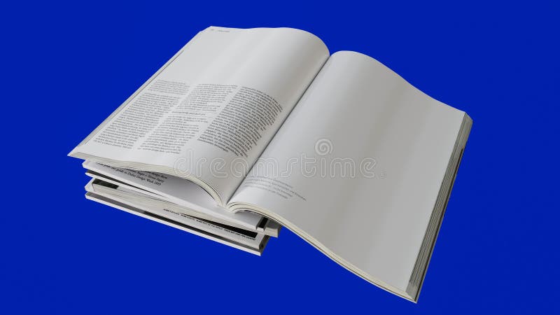 Open Magazines Stack Isolated on Blue Background Stock Illustration ...